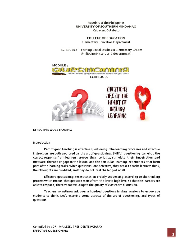 Effective Questioning Techniques: A Guide to Creating Higher-Level ...