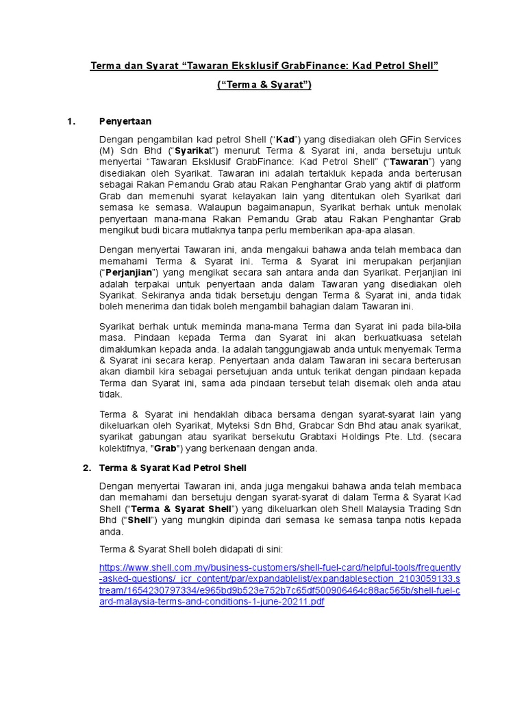 Shell Fuel Card DAX TCs - 20230324.docx | PDF