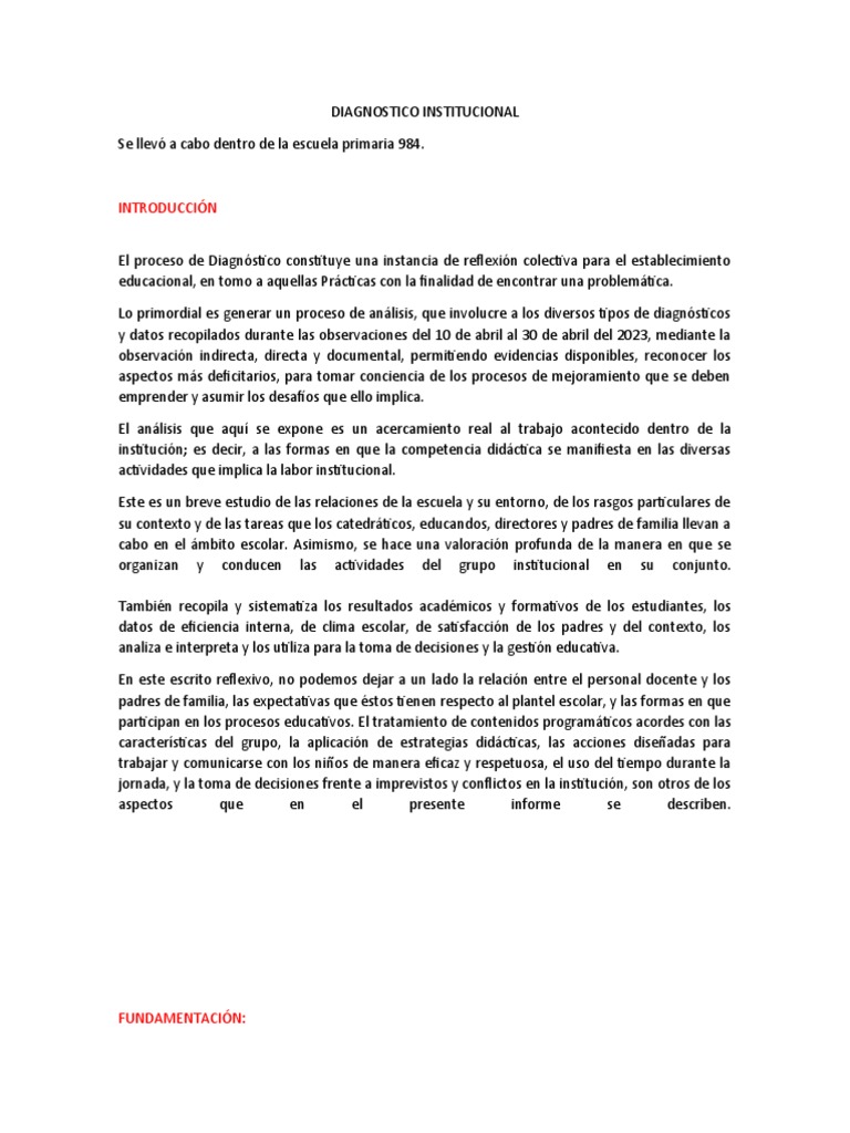 Ejemplo Informe de Observacion | PDF | Enseñando | Aprendizaje