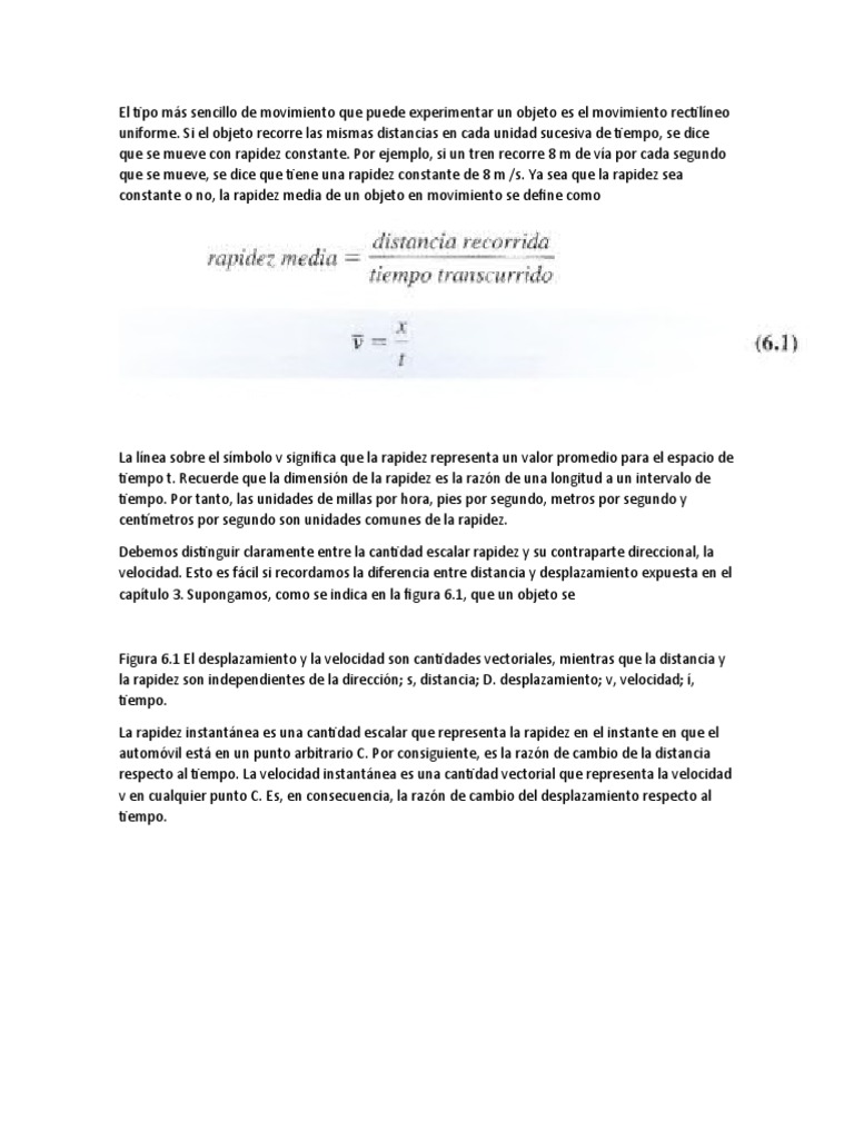 Movimiento rectilíneo uniforme: definición de rapidez, velocidad y sus ...
