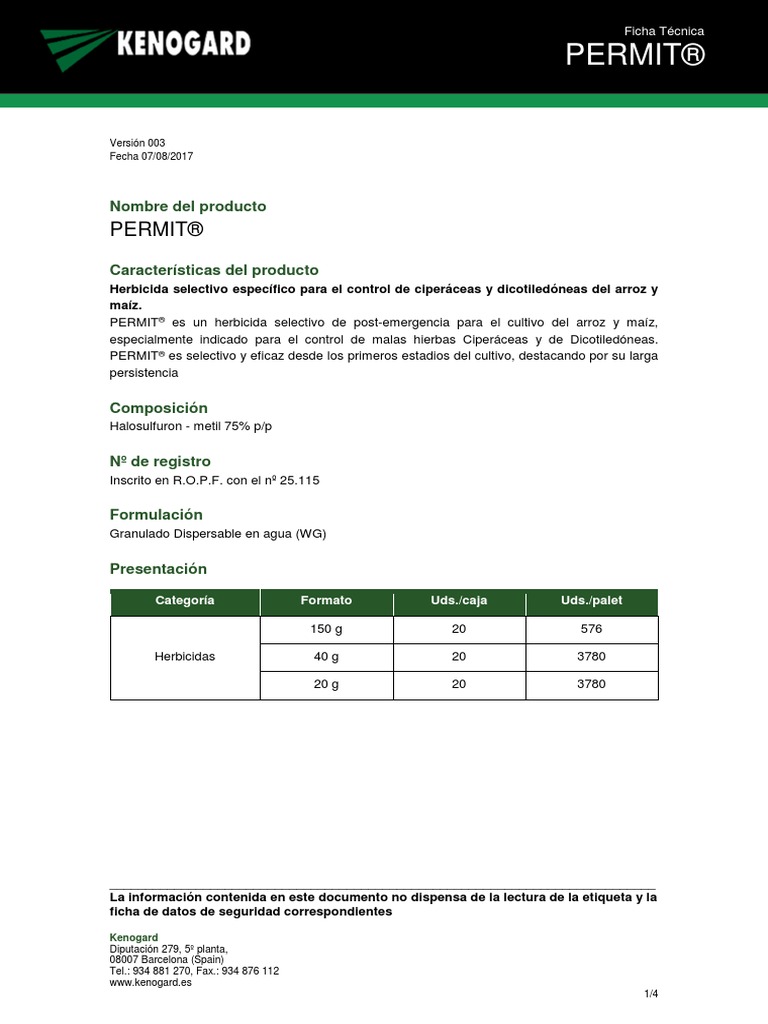 Herbicida PERMIT® para arroz y maíz | PDF