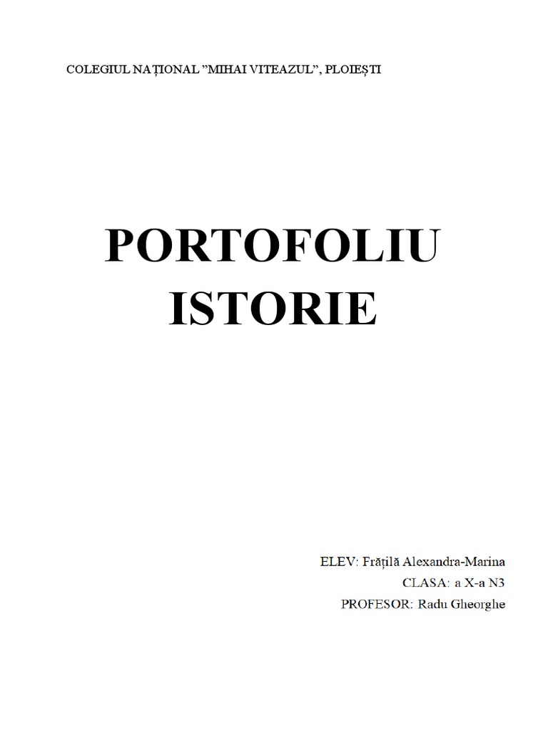 Portofoliu Istorie cls10 PDF | PDF