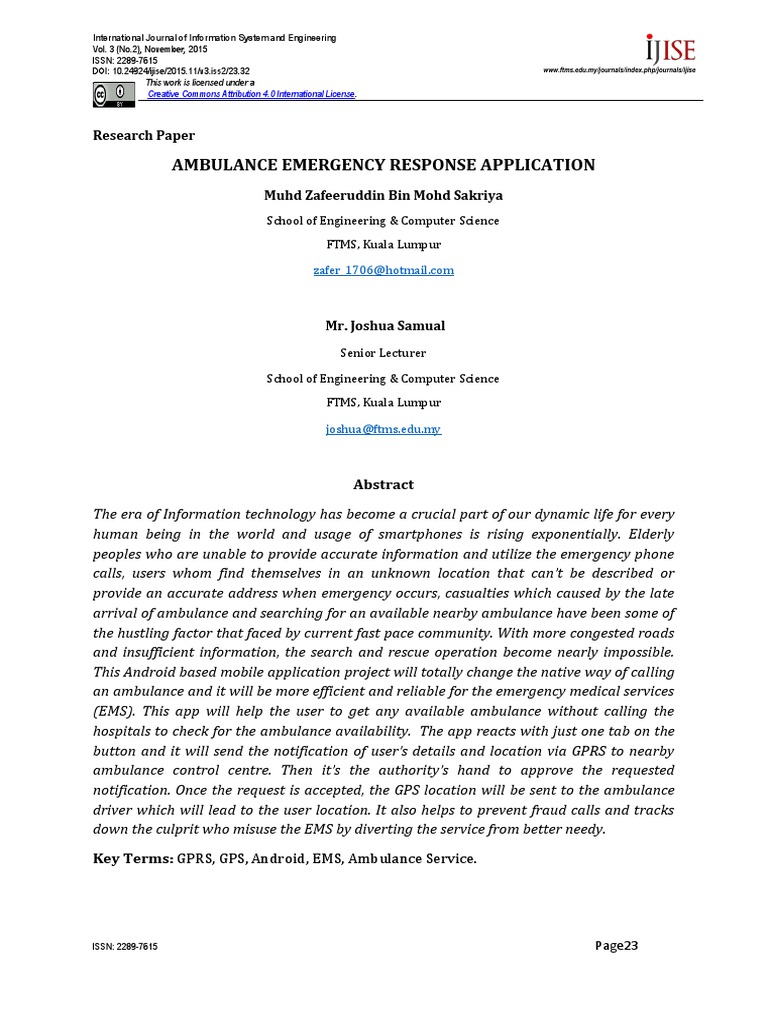 Ambulance Emergency Response Application: Research Paper | PDF | Mobile ...