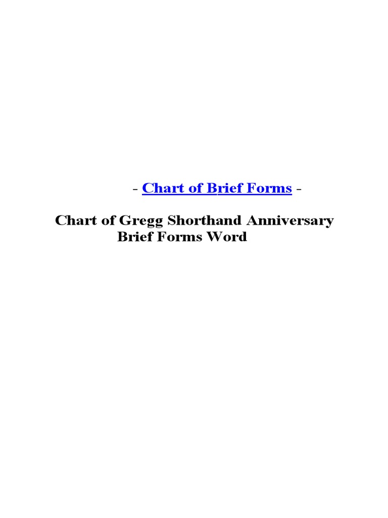 Gregg Shorthand Brief Forms Chart | PDF