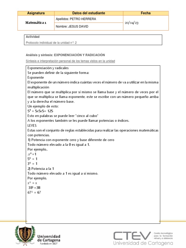 Protocolo Individual 2 | Descargar gratis PDF | Exponenciación | Multiplicación