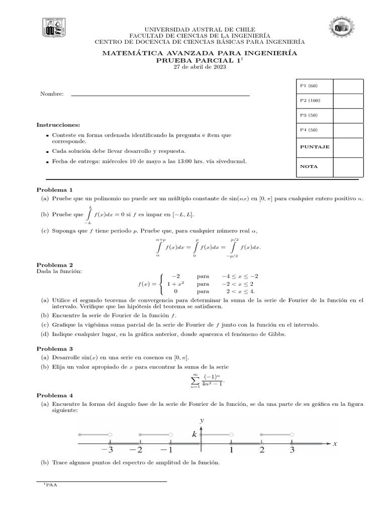 PRUEBA - PARCIAL - 1 Calculo 2 | PDF | Series de Fourier | Análisis ... PRUEBA - PARCIAL - 1 Calculo 2 | PDF | Series de Fourier | Análisis ...