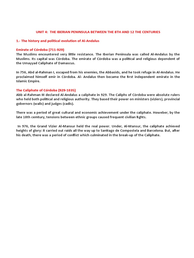 Al Andalus History Of The Iberian Peninsula Pdf Travel History