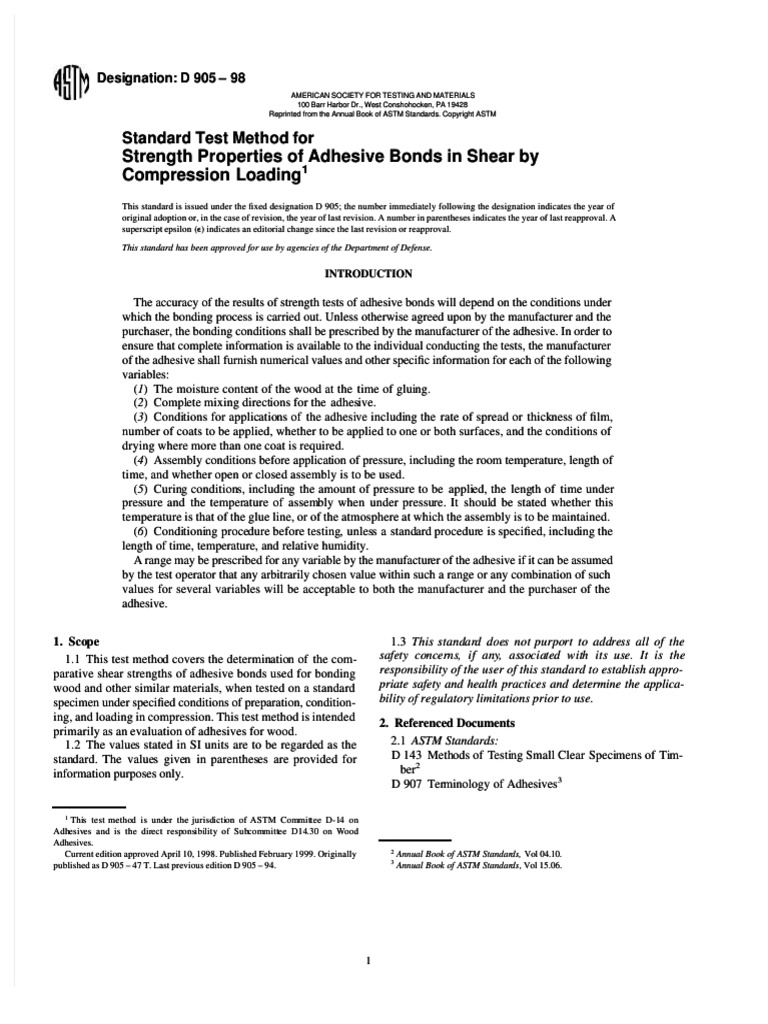 Astm-D905pdf PDF | PDF | Adhesive | Wood