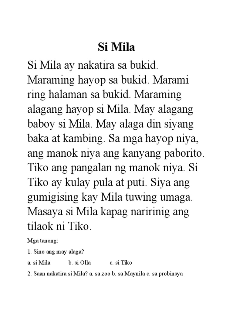 Oral Reading Test Grade Two | PDF