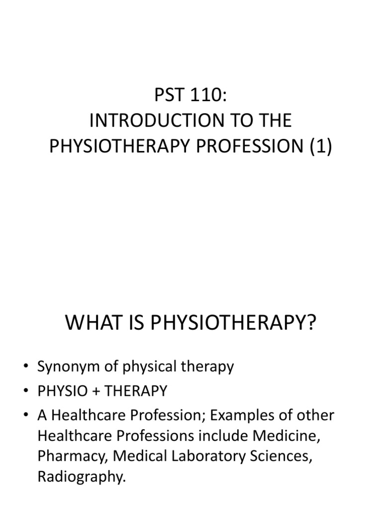 03. PST 110-Introduction to the Physiotherapy Profession Author Bowen ...