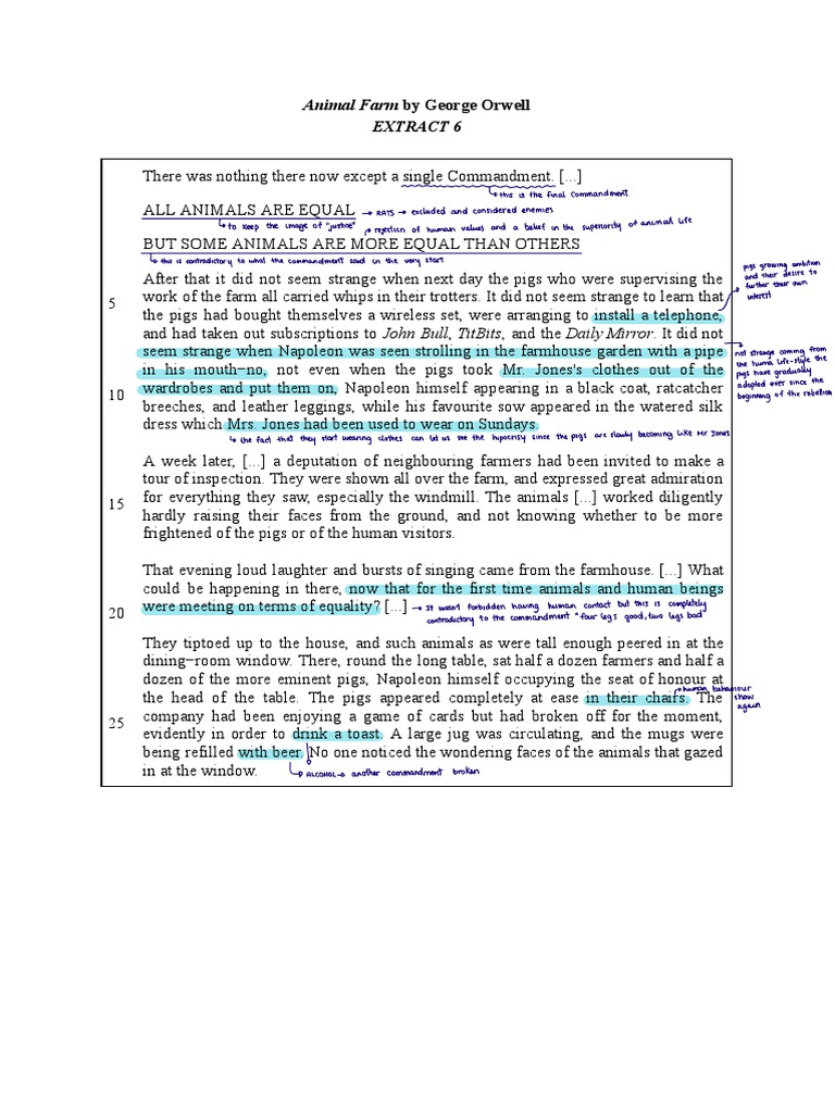 Extract 6 Animal Farm Analysis | PDF