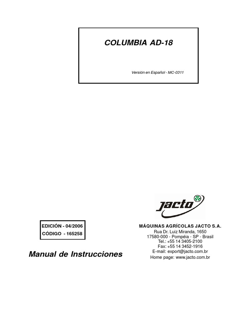 Jacto Ad 18 | PDF | Agricultura | Bomba