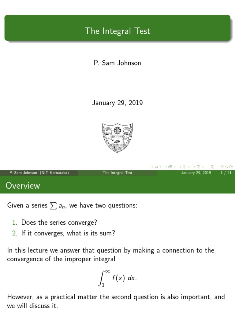 The Integral Test: A Powerful Tool for Testing Series Convergence | PDF ...