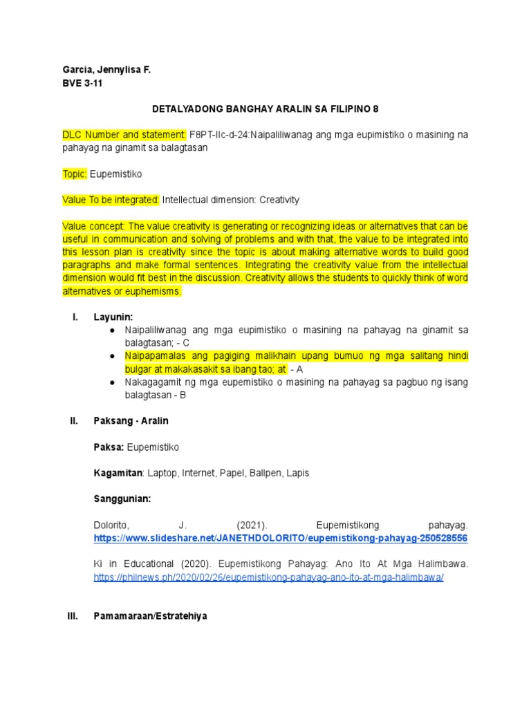 Garcia - First Lesson Plan Draft | PDF