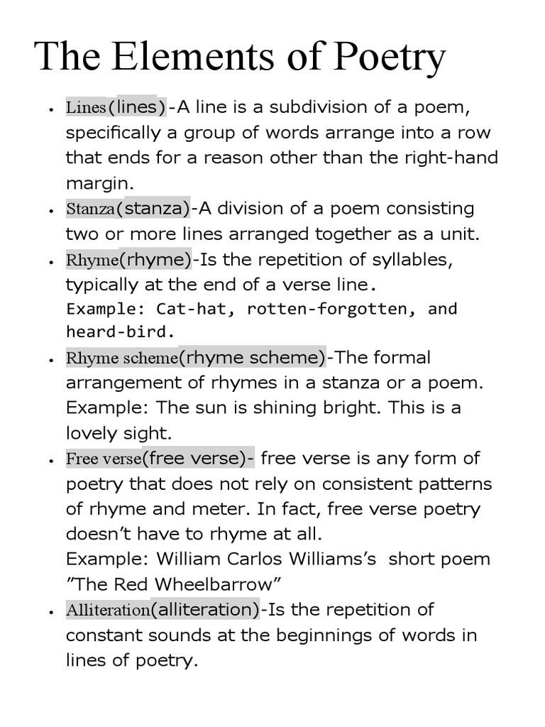 Key Elements of Poetry Explained | PDF | Poetry | Rhyme
