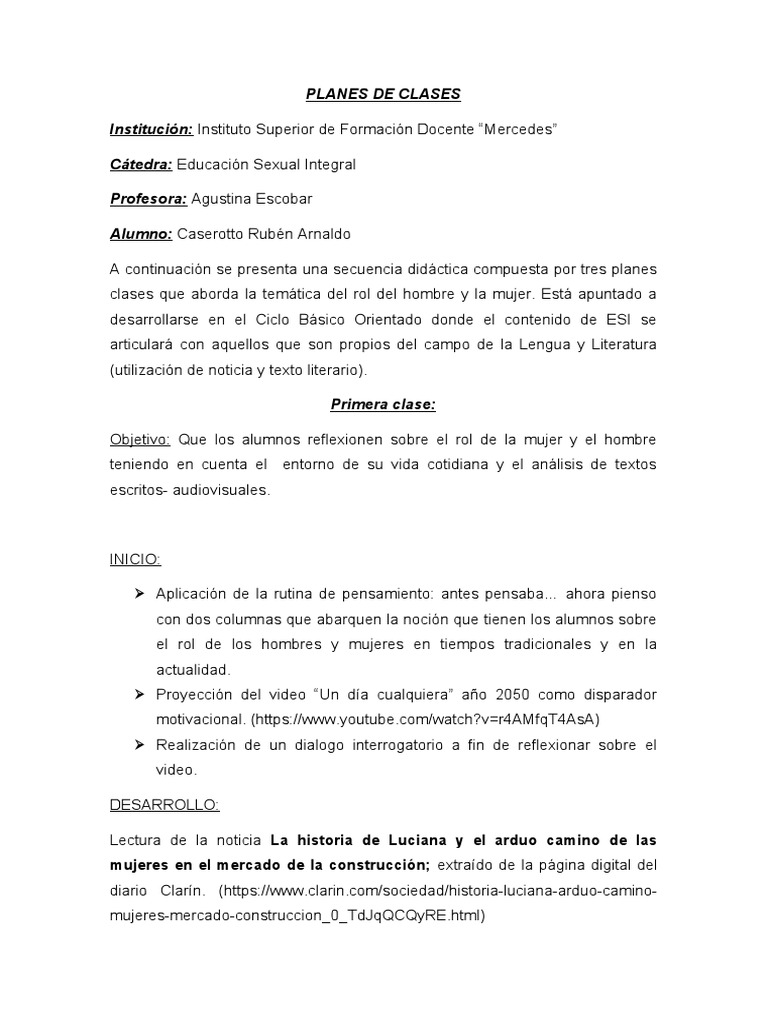 Plan de Clases ESI | PDF