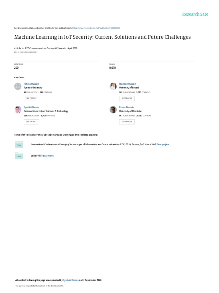 Machine and Deep Learning in IoT Security Current Solutions Challenges and Opportunities ...