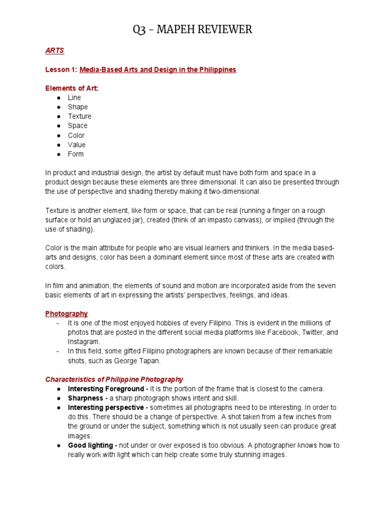 Mapeh Reviewer | PDF | Animation