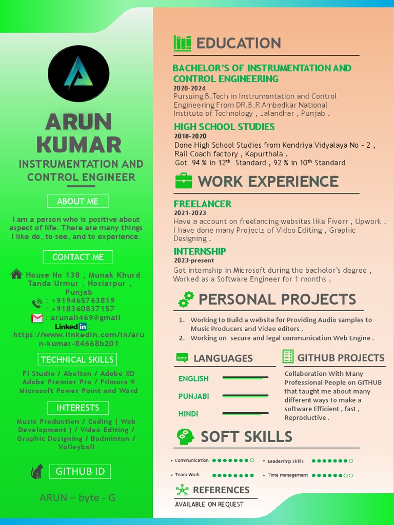 Resume (Arun Kumar - 20106016) PDF | PDF | Computing | Software