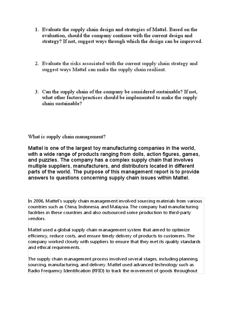 Supply Chain Mangement - Mattel | PDF | Supply Chain | Supply Chain ...