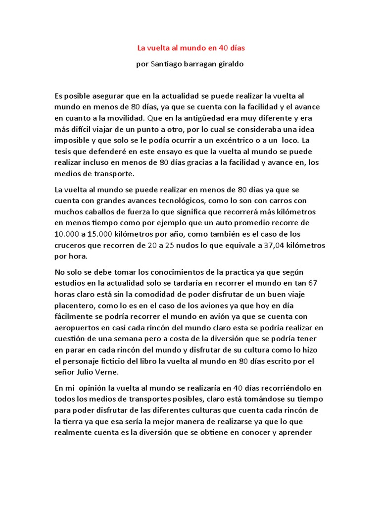 La Vuelta Al Mundo en 40 Días | PDF