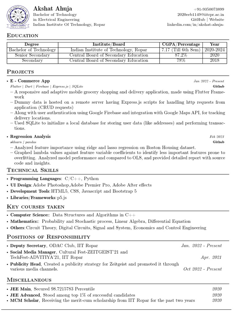SDE Akshat Resume PDF | PDF | Data | Computing