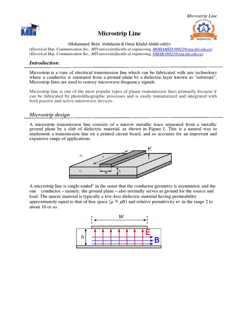 Microstrip Line | PDF | Transmission Line | Electromagnetic Radiation