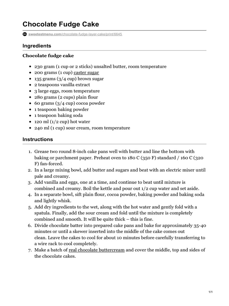Chocolate Fudge Cake | PDF