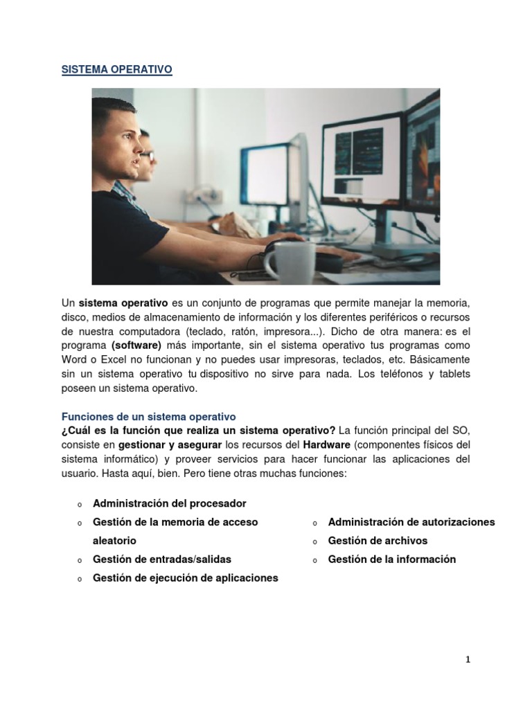 UNIDAD II SISTEMAS OPERATIVOS.pdf | PDF | Sistema operativo | Hardware ...
