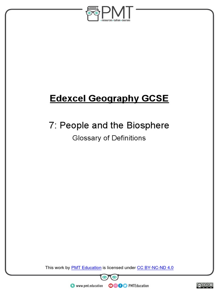 Edexcel Geography GCSE: Biosphere Terms | PDF | Ecosystem | Natural ...