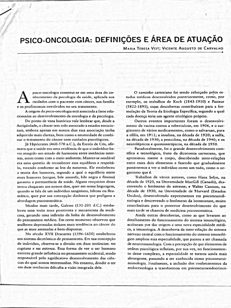 Cap 1 Temas em Psico-Oncologia PDF | PDF