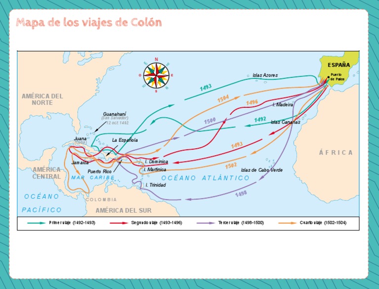 Mapa de Los Viajes de Colon PDF | PDF
