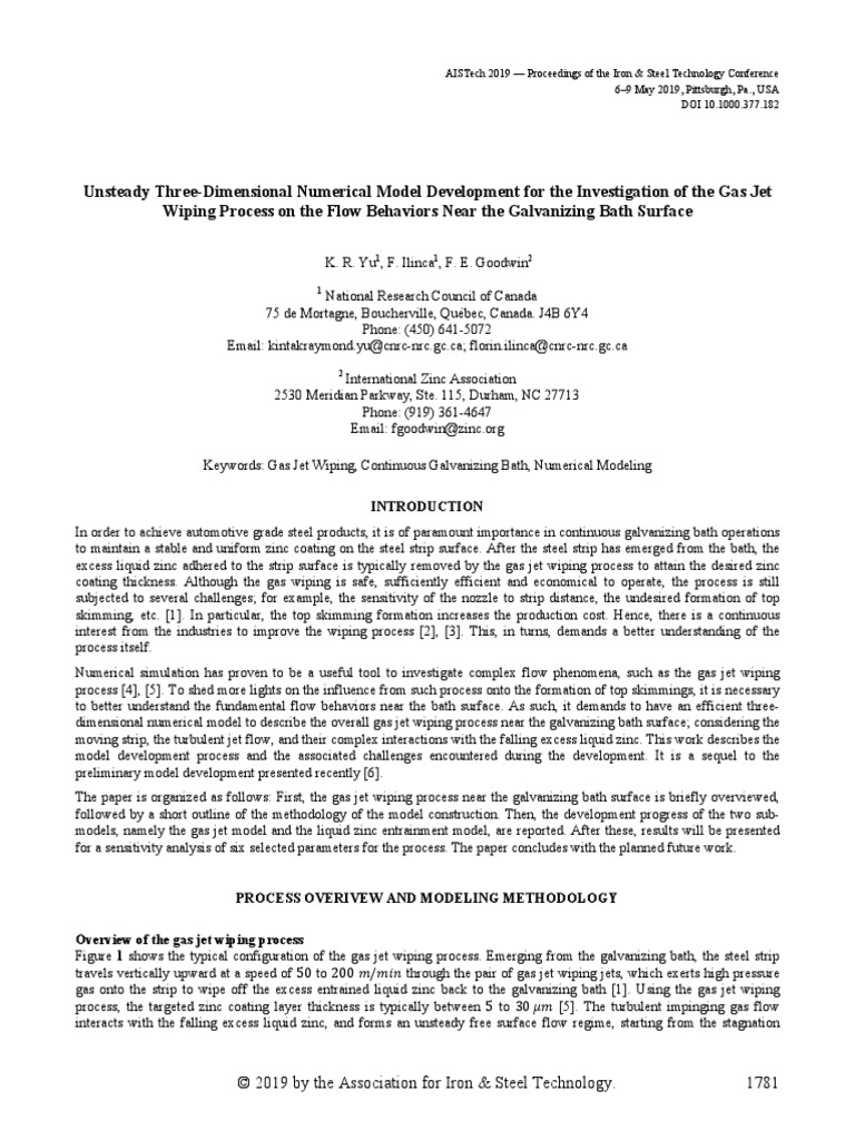 Unsteady Three Dimensional Numerical Model Development For The Investigation Of The Gas Jet