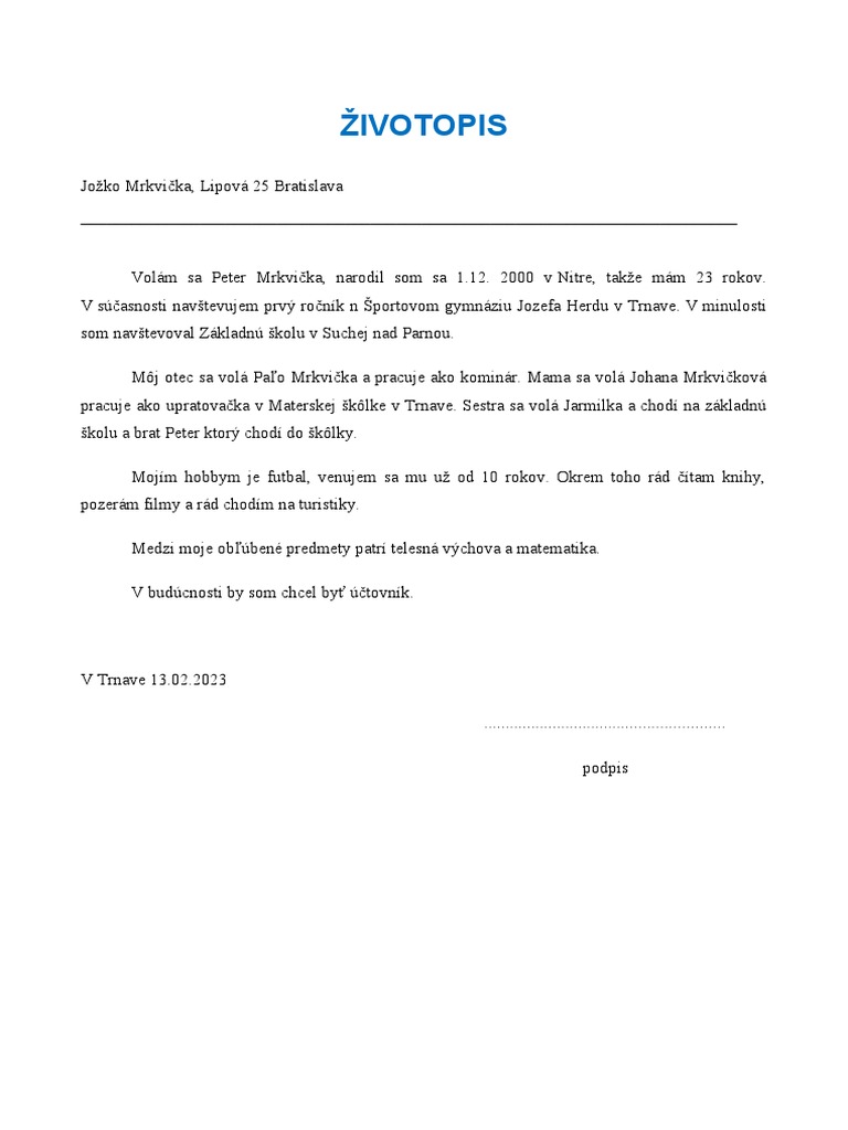 ŽIVOTOPIS.docx | PDF