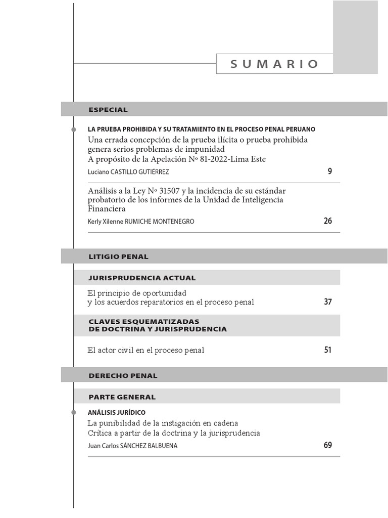La Prueba Prohibida y Su Tratamiento en El Proceso Penal Peruano | PDF | Derecho penal | Caso de ley