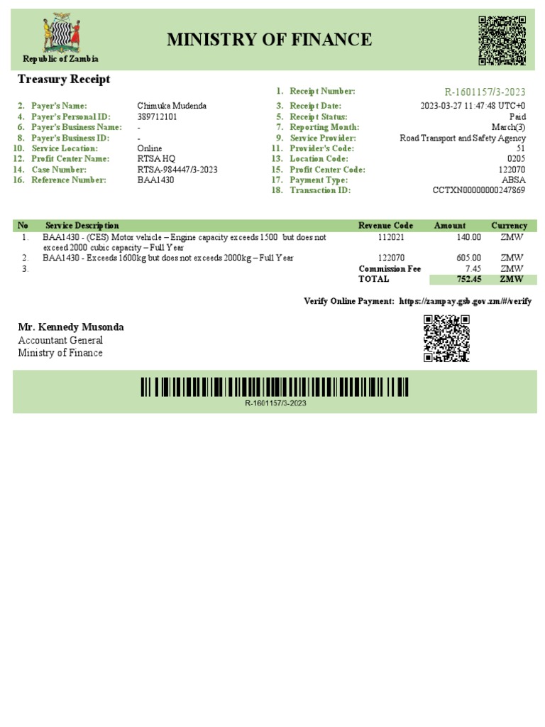 R-1601157 3-2023 Receipt | PDF