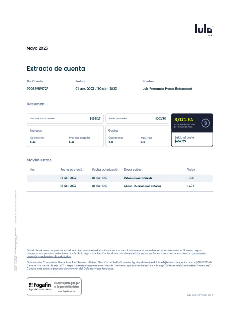 Extracto de Cuenta PDF | PDF