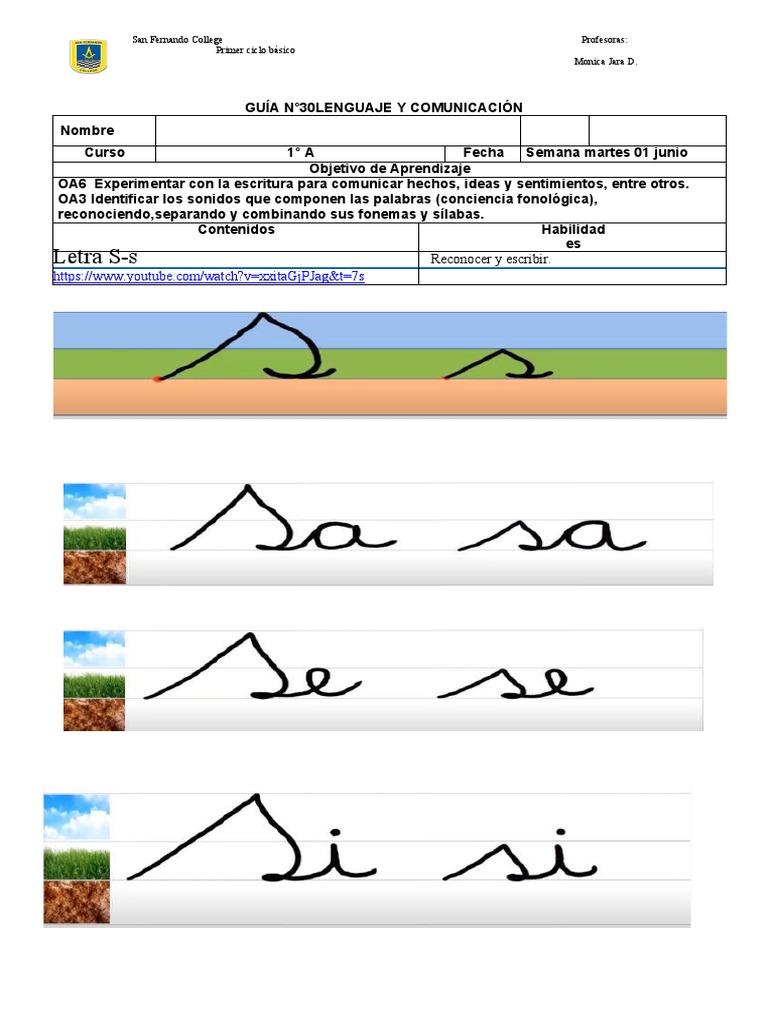 Guia N 30 Letra S Lenguaje-1°-A PDF | PDF