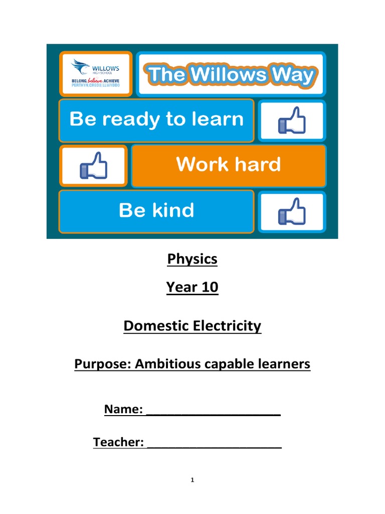 Year 10 Physics: Domestic Electricity Guide | PDF | Fuse (Electrical ...