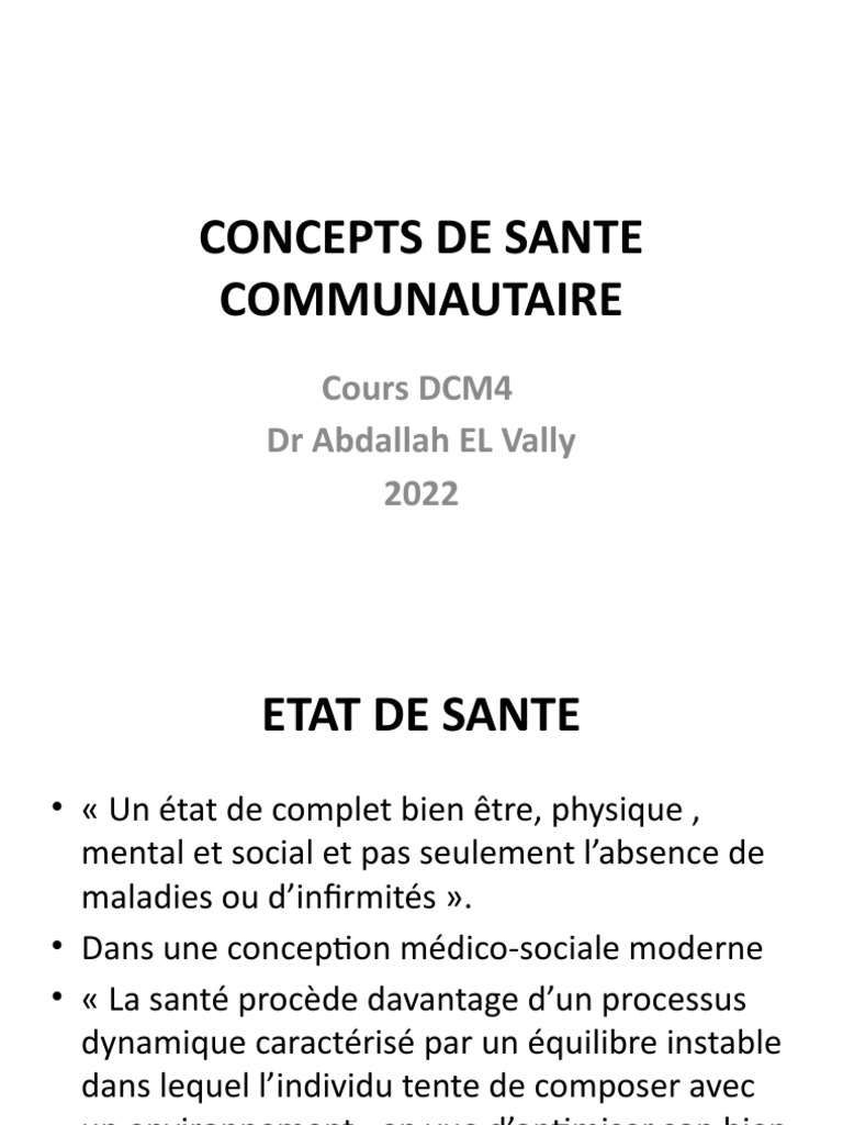 Cours DCM4 Concepts Santé Communautaire | PDF