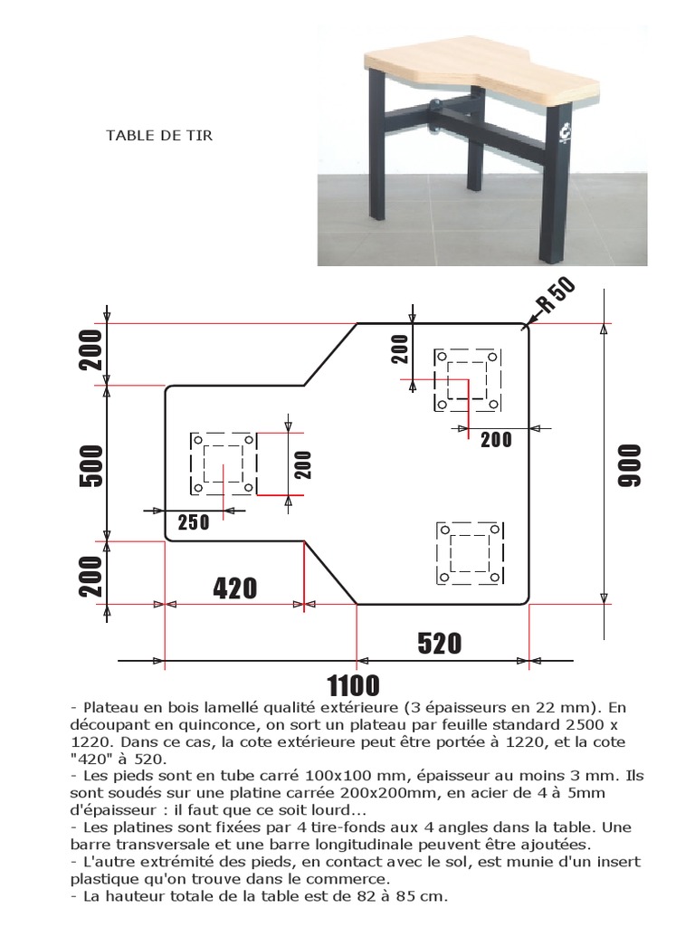 Plans de fabrication table de tir carabine | PDF