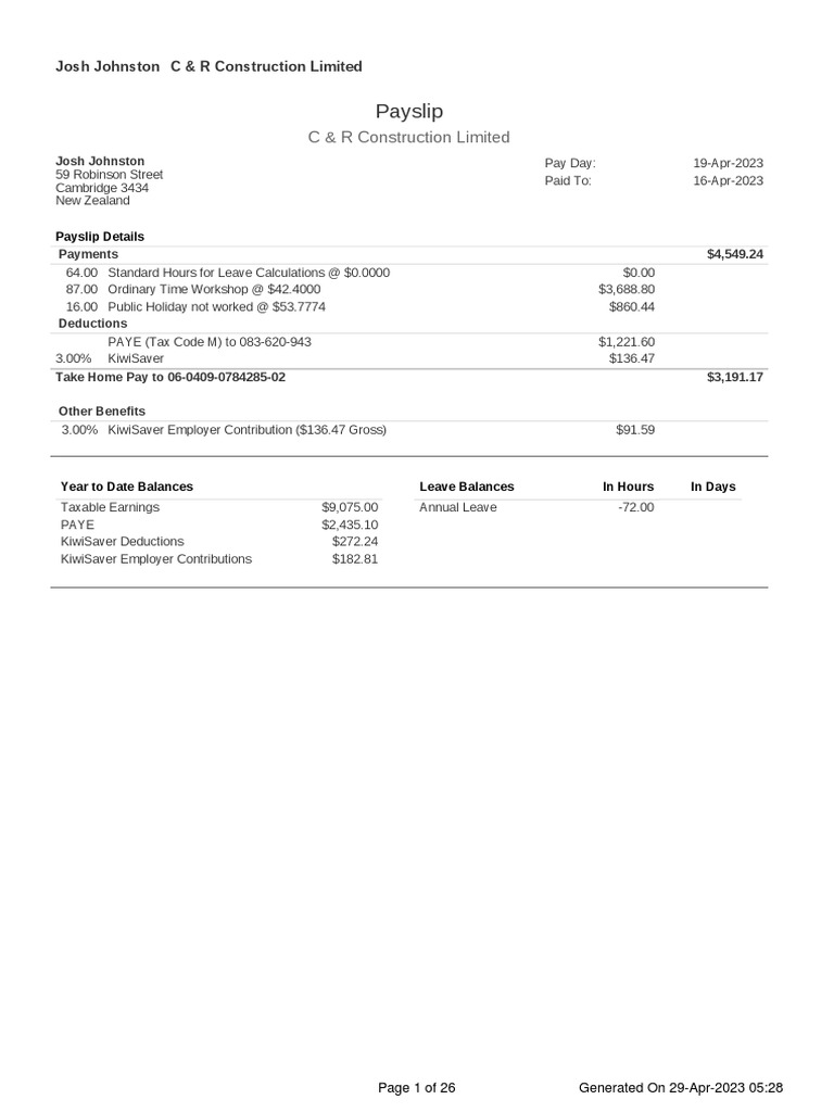 Payslips 29 Apr 2023 PDF | PDF | Tax Deduction | Paycheck
