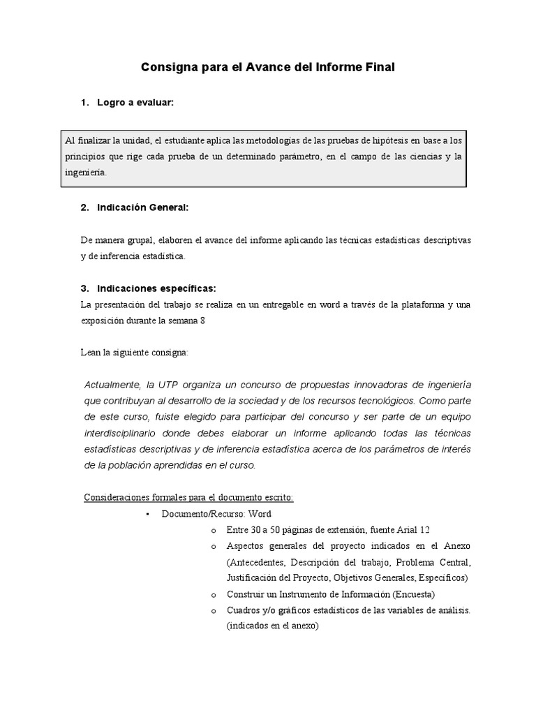 Avance Informe Final 1 - Indicaciones - I17N | PDF | Diferencia | Media