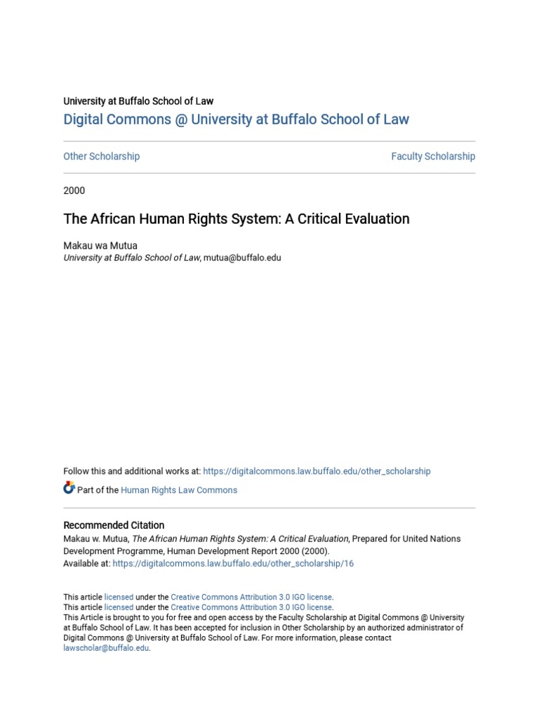 The African Human Rights System - A Critical Evaluation | Download Free ...