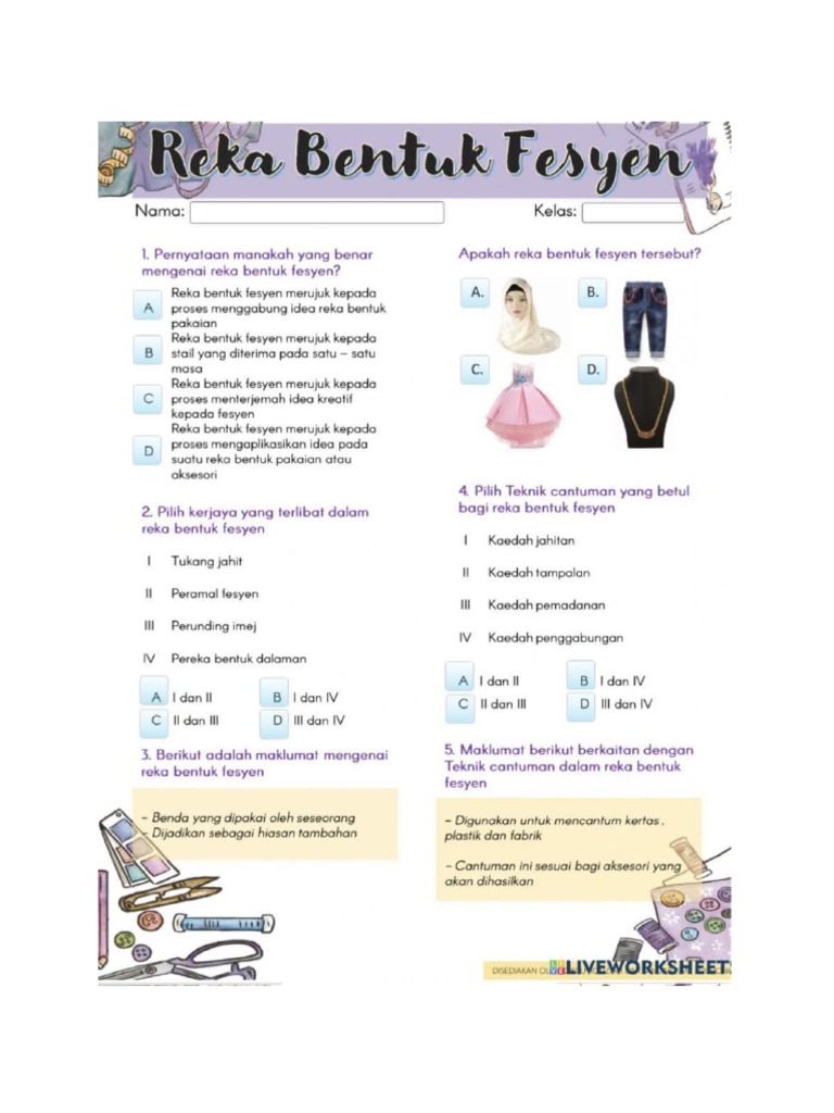 Latihan Reka Bentuk Fesyen 2022 Pdf
