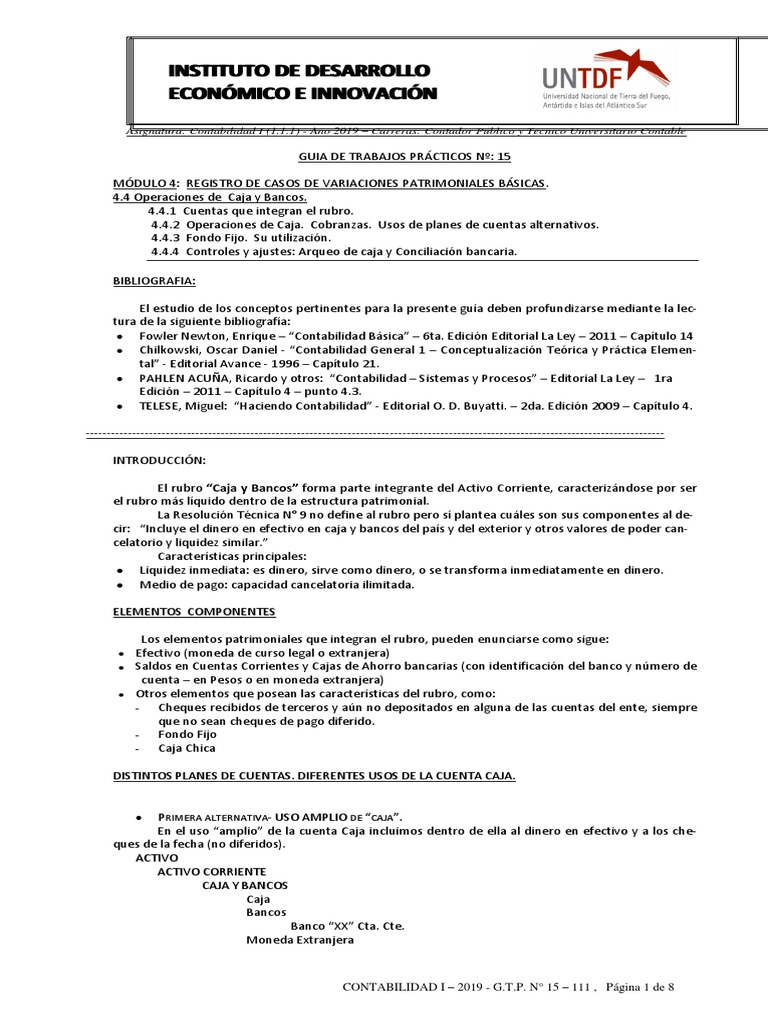 TP 15-2019 111 Caja y Bancos | PDF | Contabilidad | Bancos