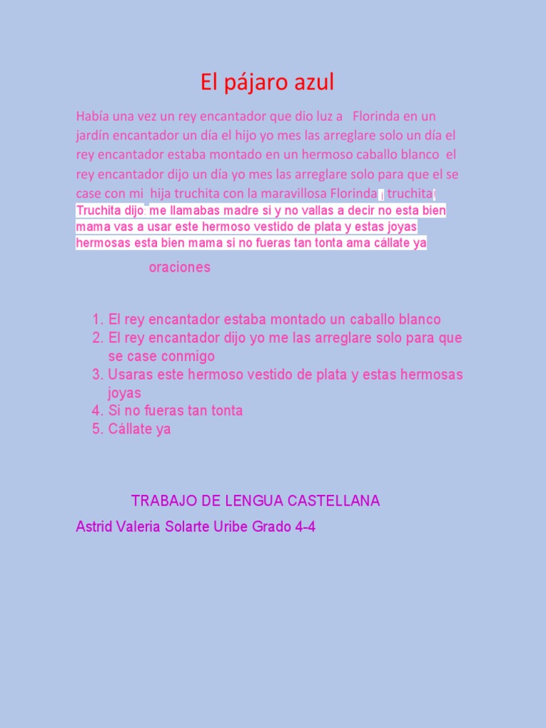 El pájaro azul.docx | PDF