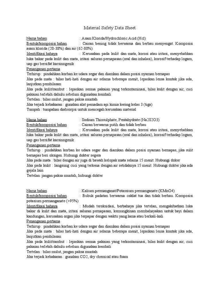 Material Safety Data Sheet Modul 3 Pdf