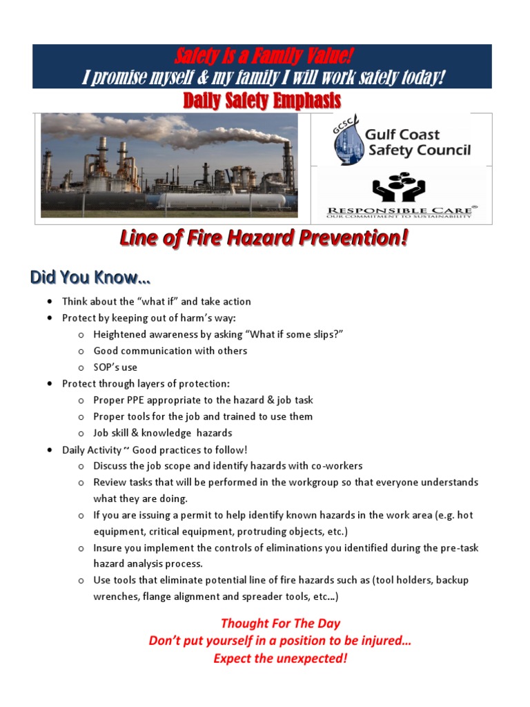 Line of Fire Hazard Prevention | PDF