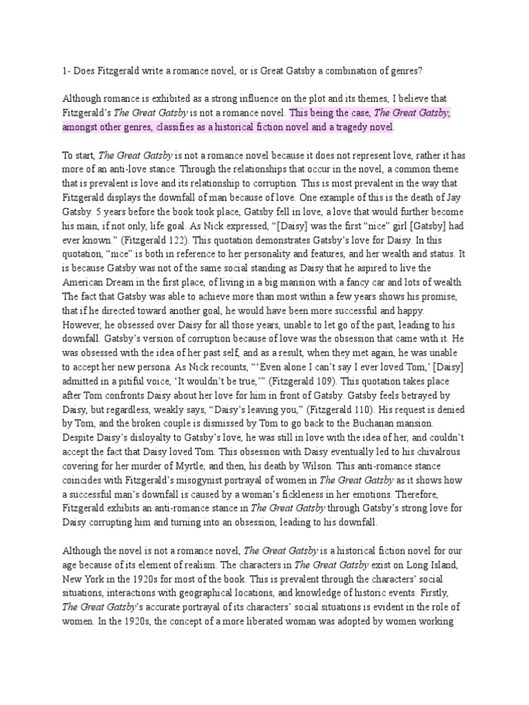 The Great Gatsby Analysis | PDF | The Great Gatsby | F. Scott Fitzgerald